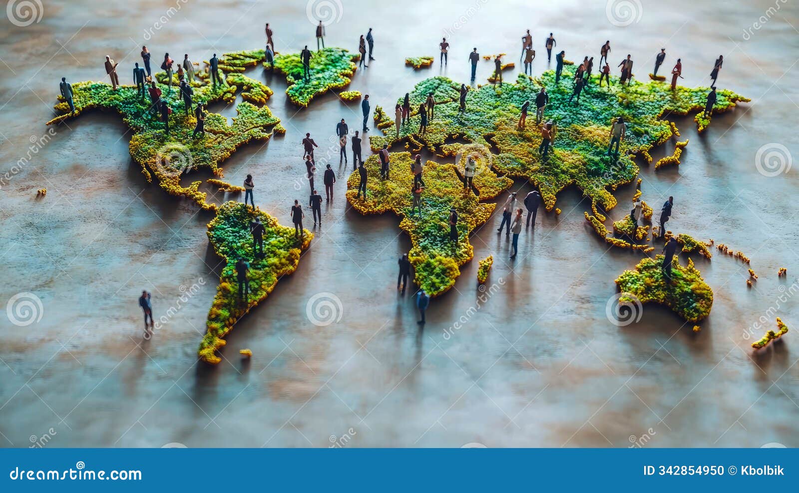 A World Map Formed by Clusters of Miniature People, Symbolizing Global ...