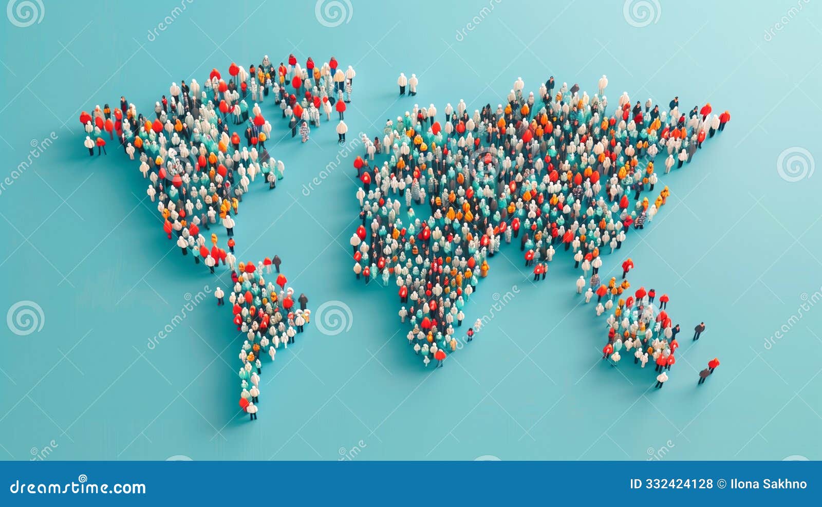 World Map Formed by Diverse People in Unity Stock Illustration ...
