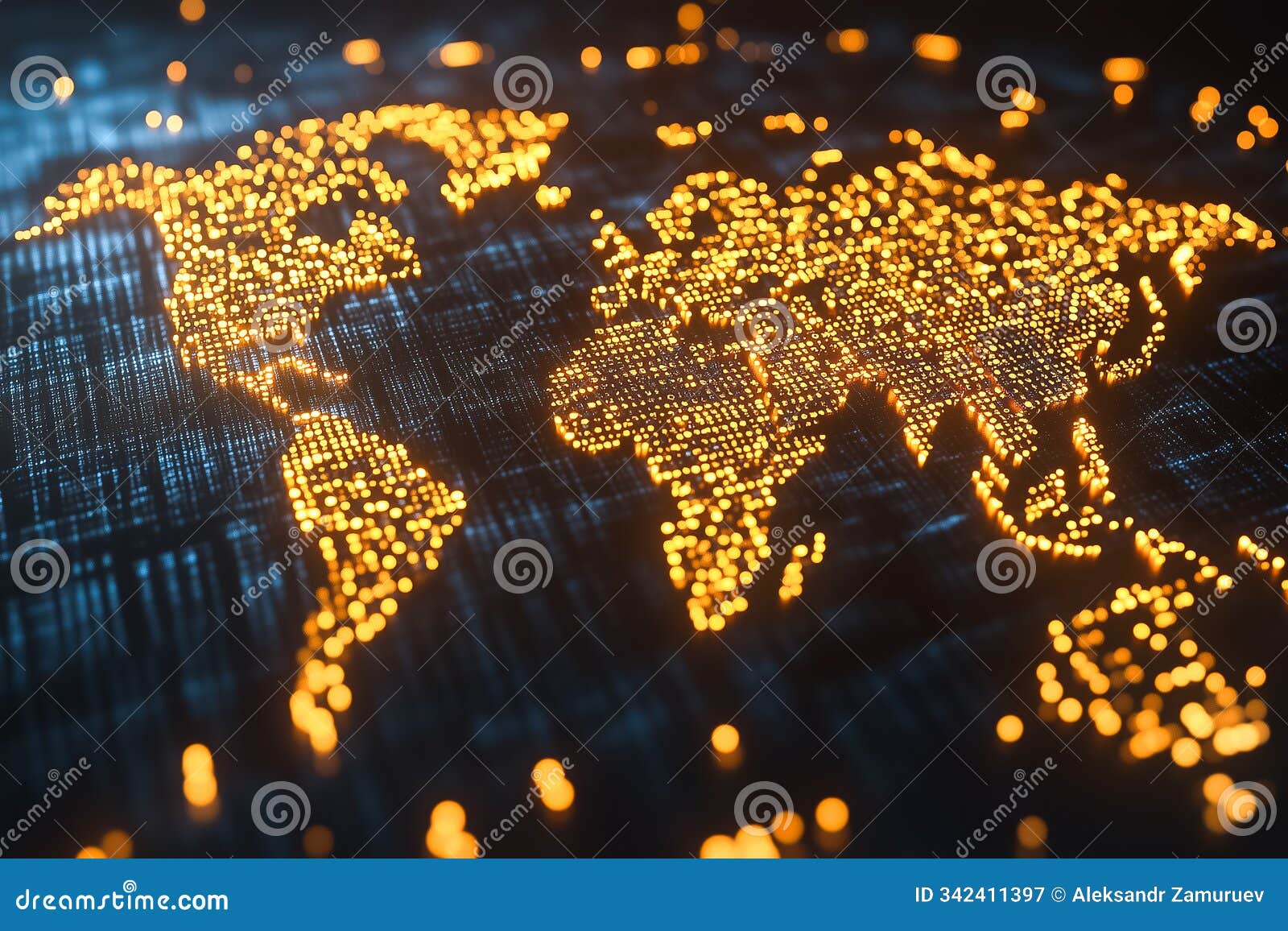 A World Map Forms From Glowing Binary Code Symbolizing Global Connectivity Stock Image Image