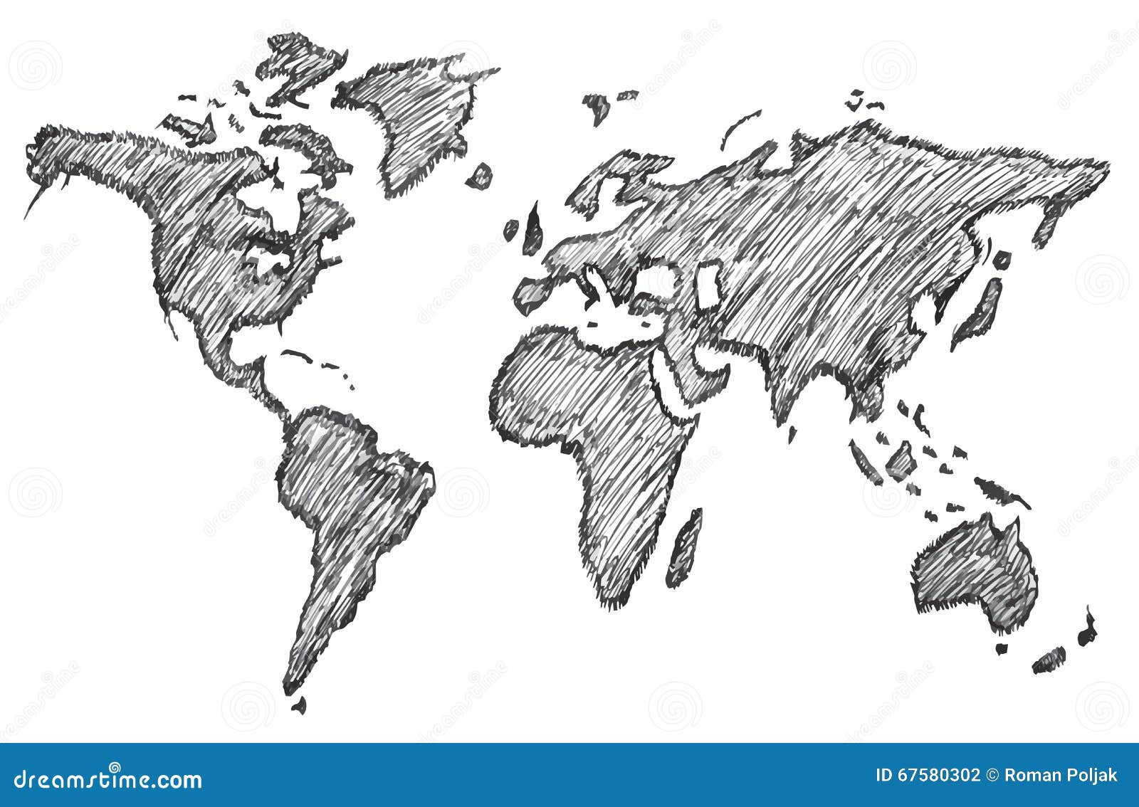 World Map, Freehand Pencil, Vector, Illustration, Pattern ...