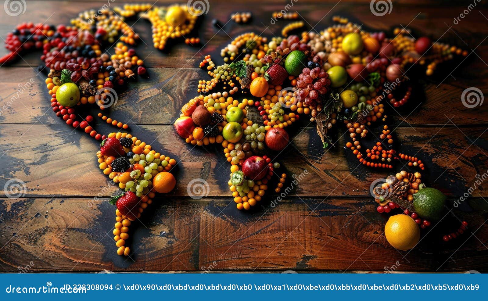 World Map from Fruits Top View. Selective Focus Stock Photo - Image of ...