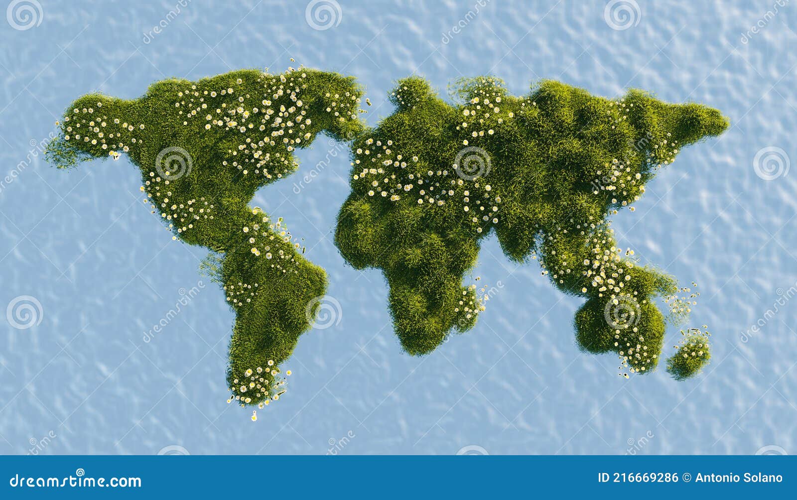 World Map Full of Vegetation and Spring Flowers Stock Illustration ...