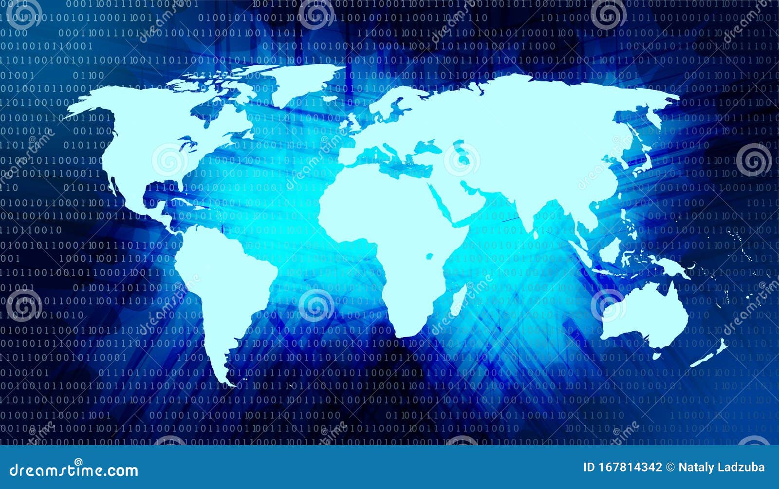 World Map on Futuristic Digital Dark Background Stock Vector ...