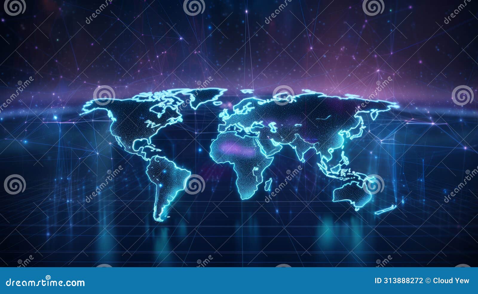 A World Map with a Futuristic Holographic Effect Stock Illustration ...