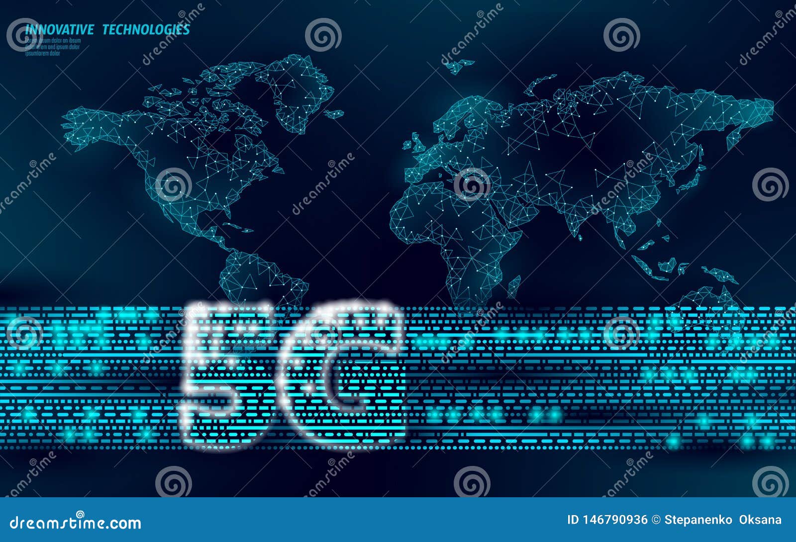 World Map 5G Internet Web Global Connection Information Transmitter ...