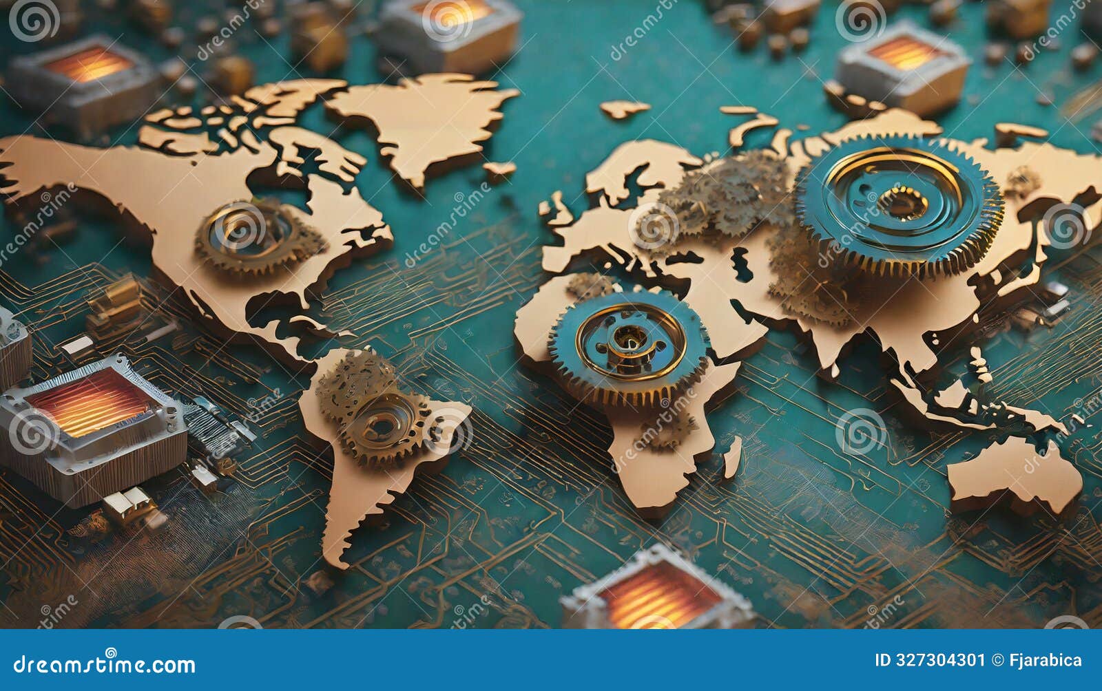 World map with gears stock illustration. Illustration of cover - 327304301