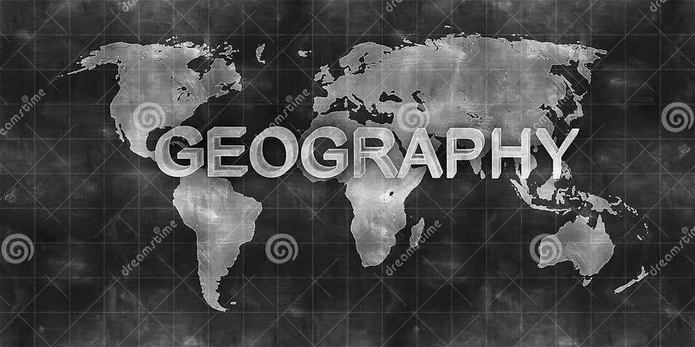 World Map Geography Draw on Chalkboard Stock Illustration ...