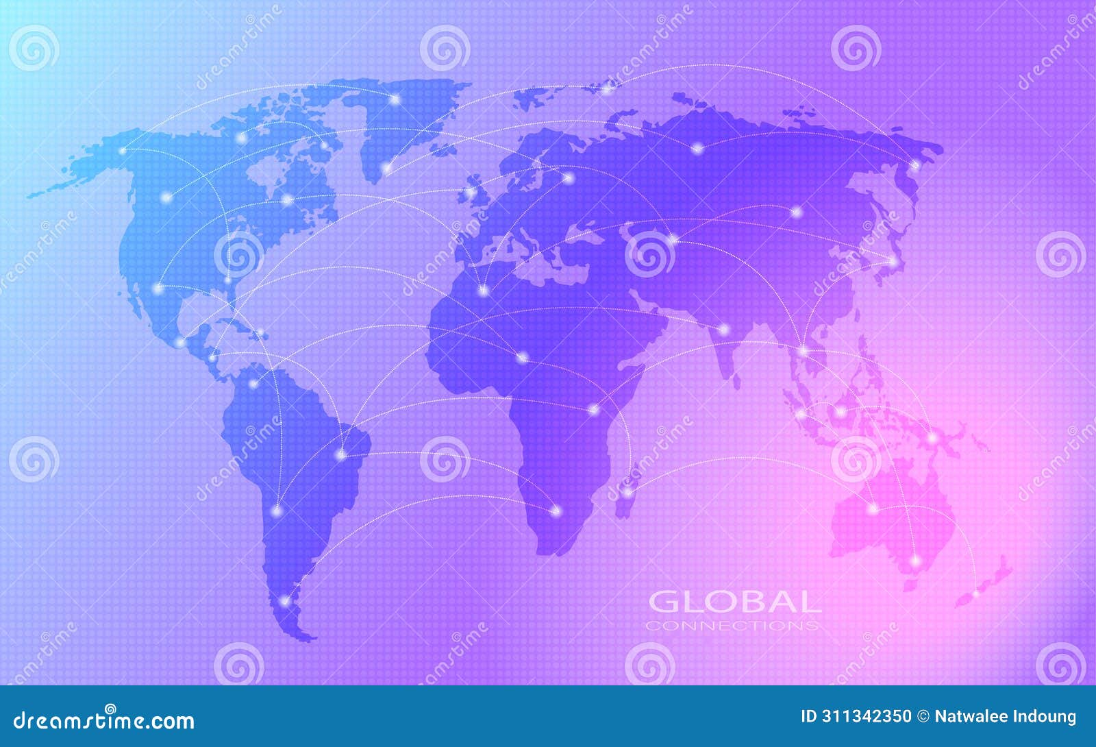 World Map with Global Connections System Stock Photo - Image of ...