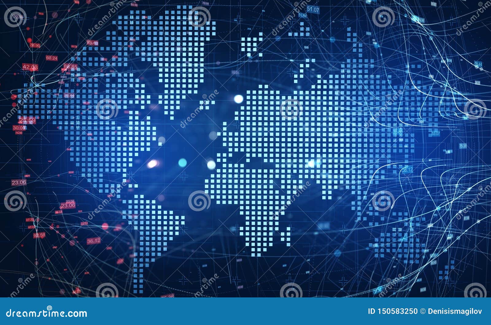 World Map and Global Digital Network Concept Stock Illustration ...