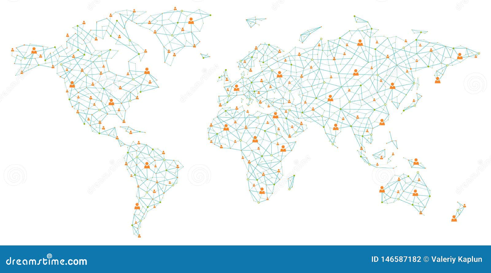 World Map - Global Human Business Connection Stock Illustration ...