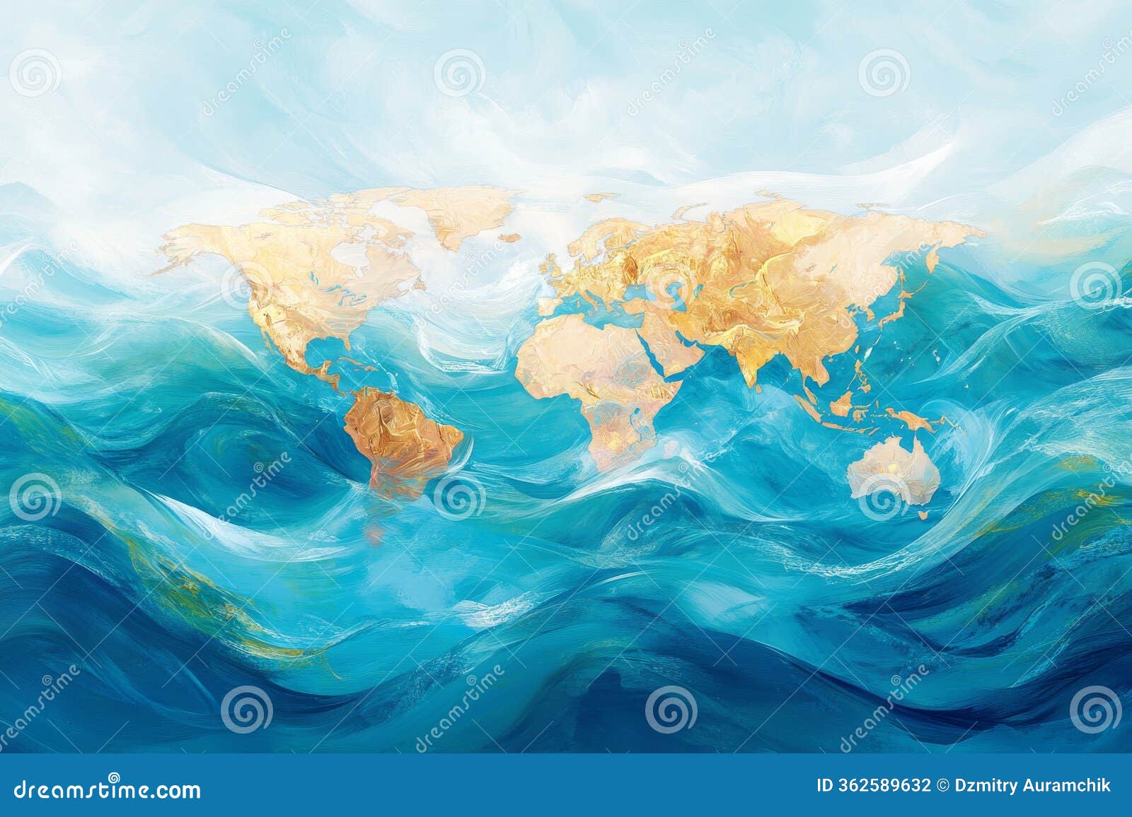 A World Map with Global Interconnection, Featuring a Swirling Blue ...