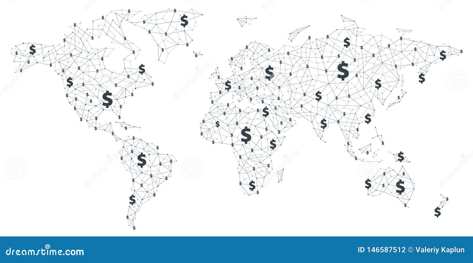 World Map - Global Money, Business and Connection Stock Illustration ...