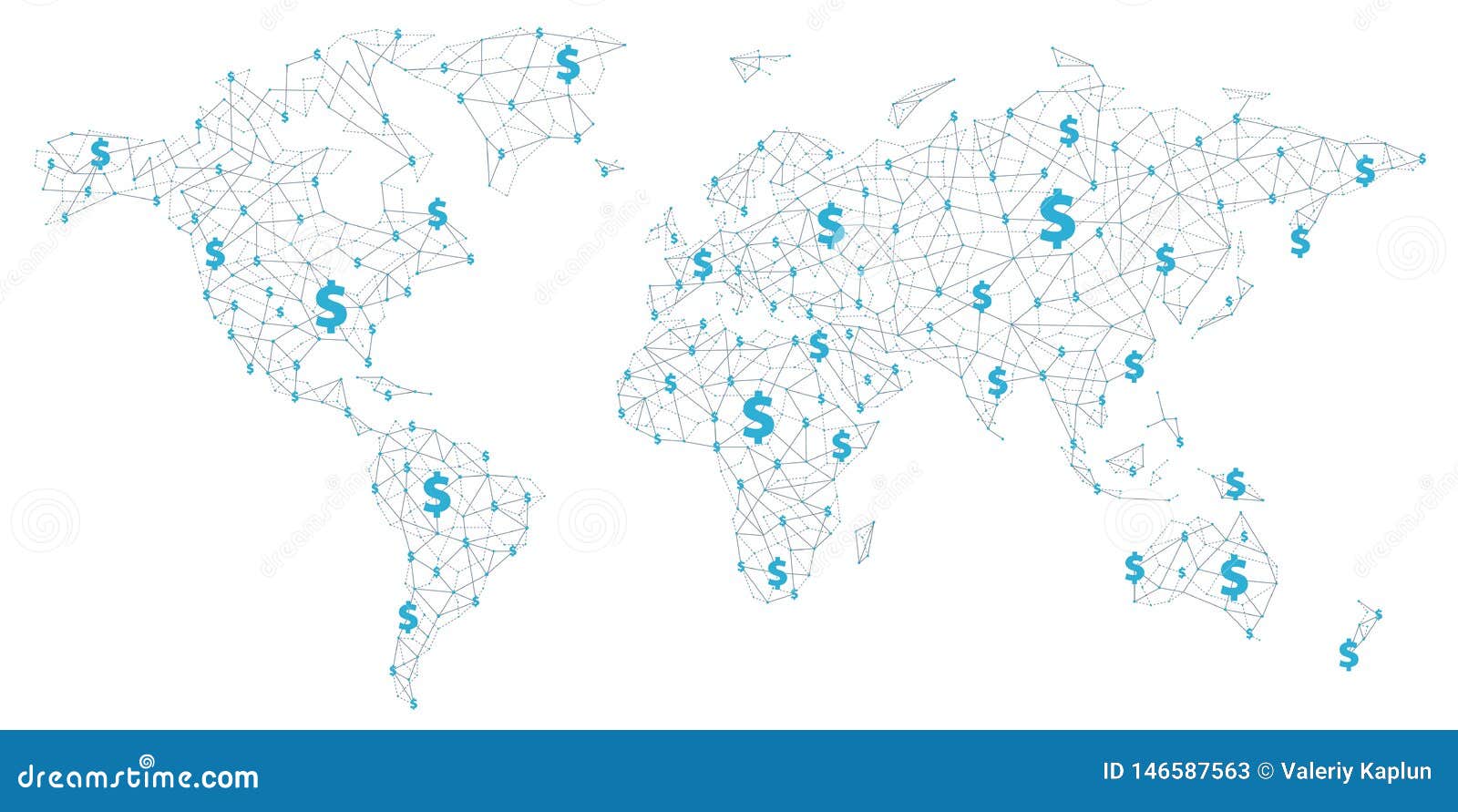 World Map - Global Money, Business and Connection Stock Illustration ...