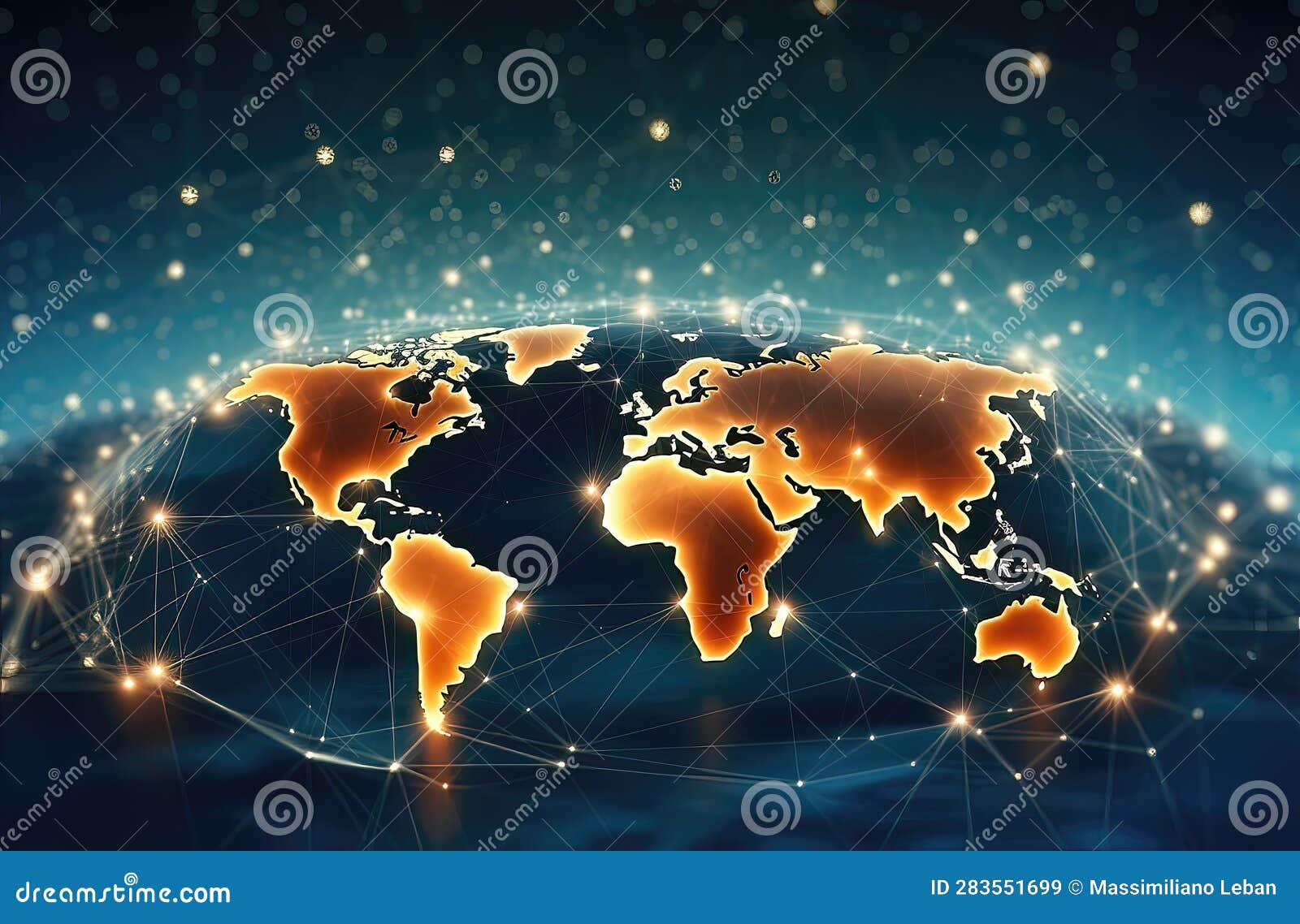World Map. Global Network Concept Stock Illustration - Illustration of ...