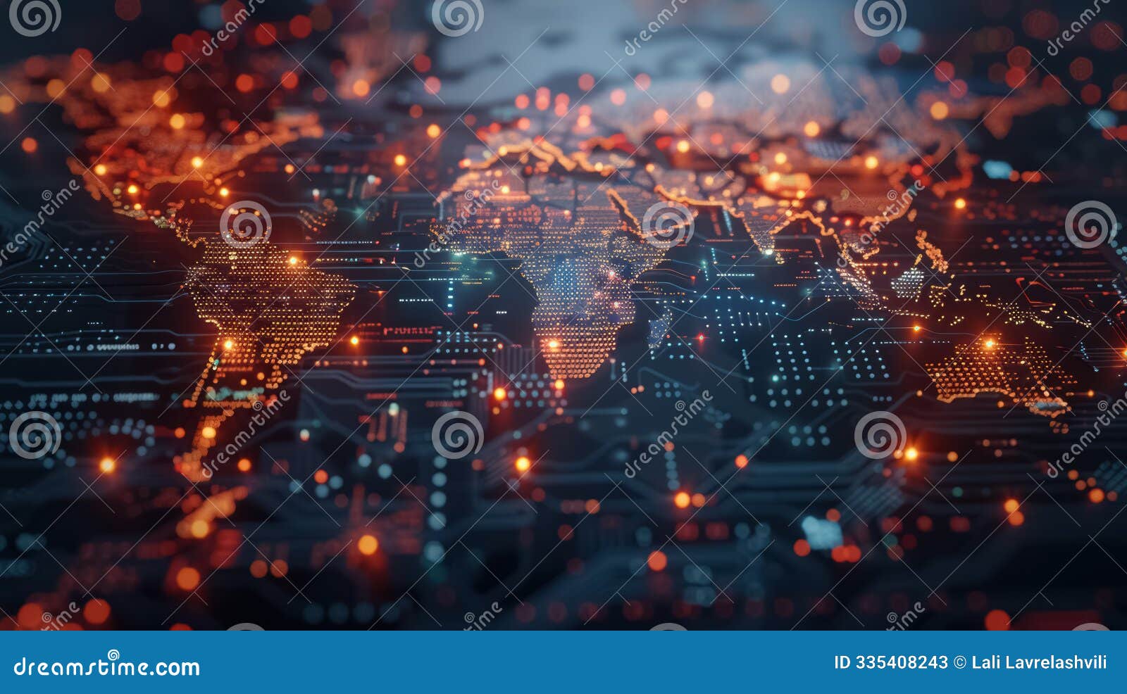 World Map. Global Network and Connectivity, Data Transfer and ...