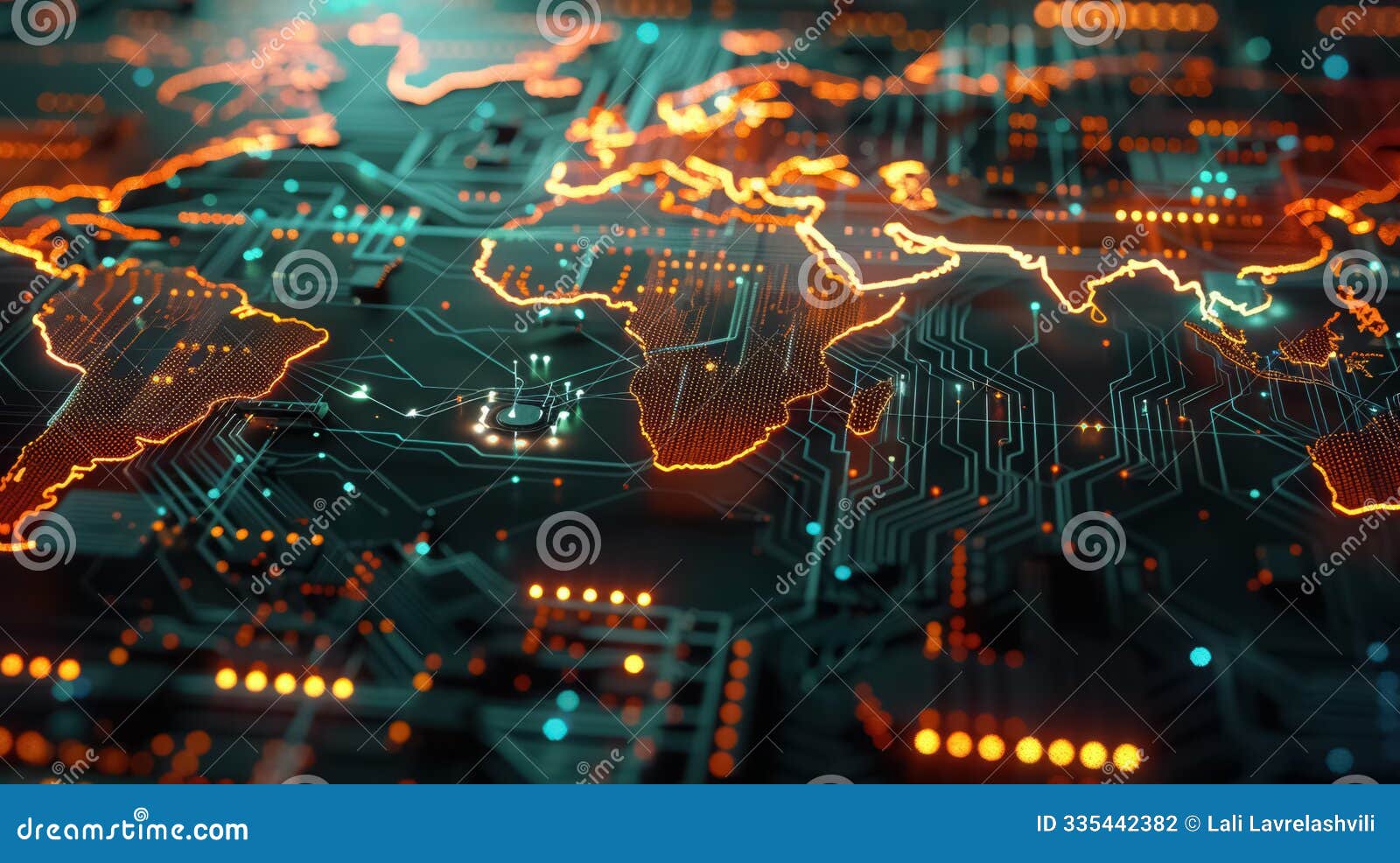 World Map. Global Network and Connectivity, Data Transfer and ...