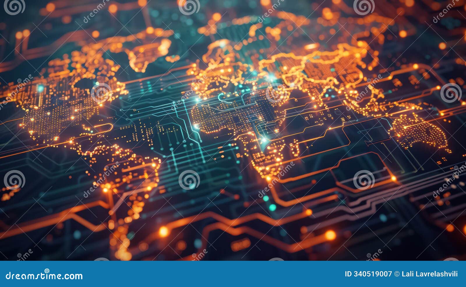 World Map. Global Network and Connectivity, Data Transfer and ...