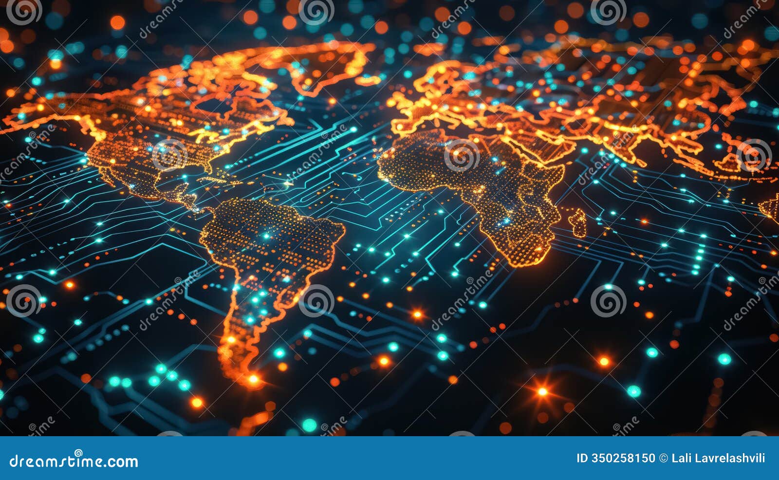 World Map. Global Network and Connectivity, Data Transfer and ...