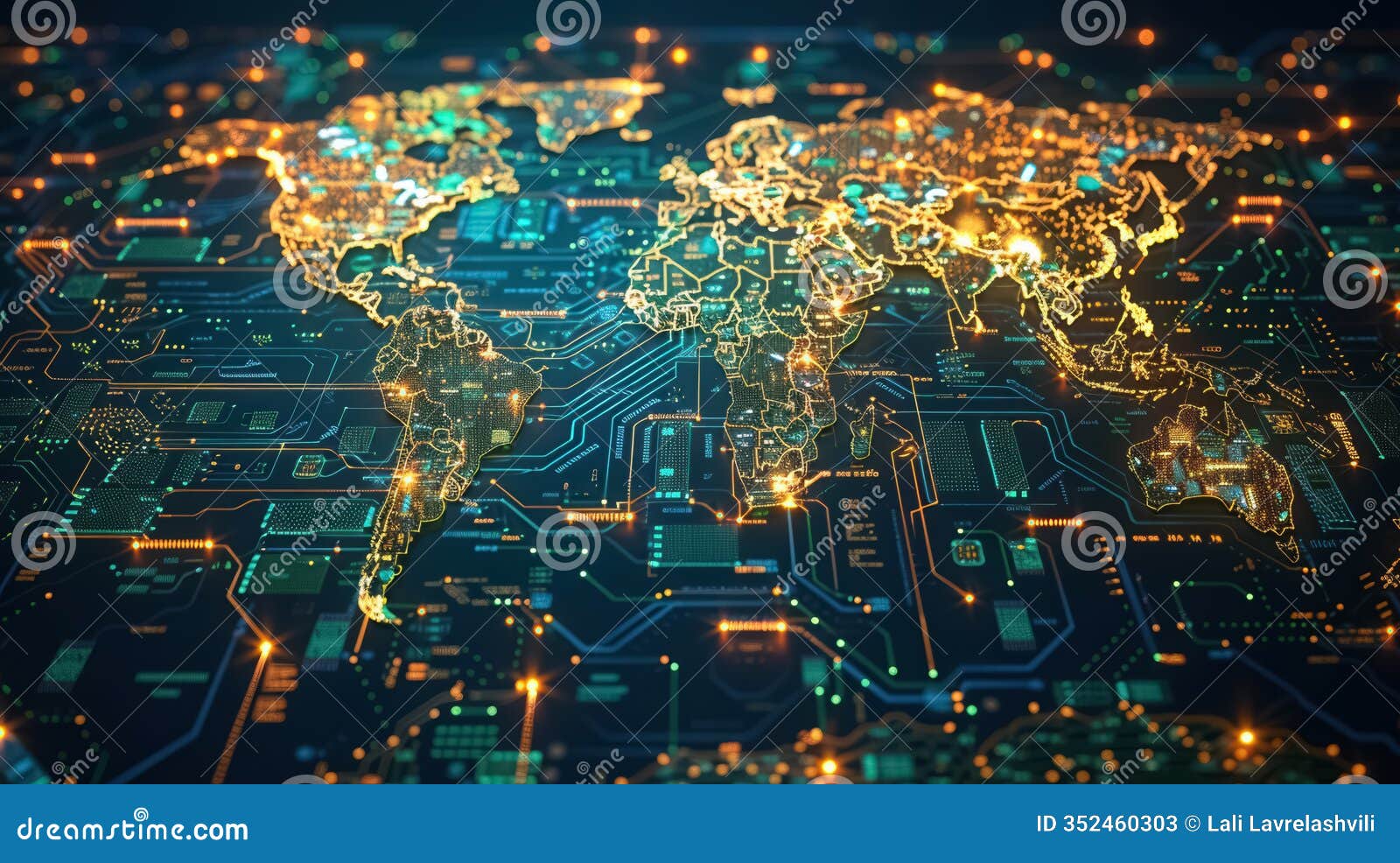 World Map. Global Network and Connectivity, Data Transfer and ...