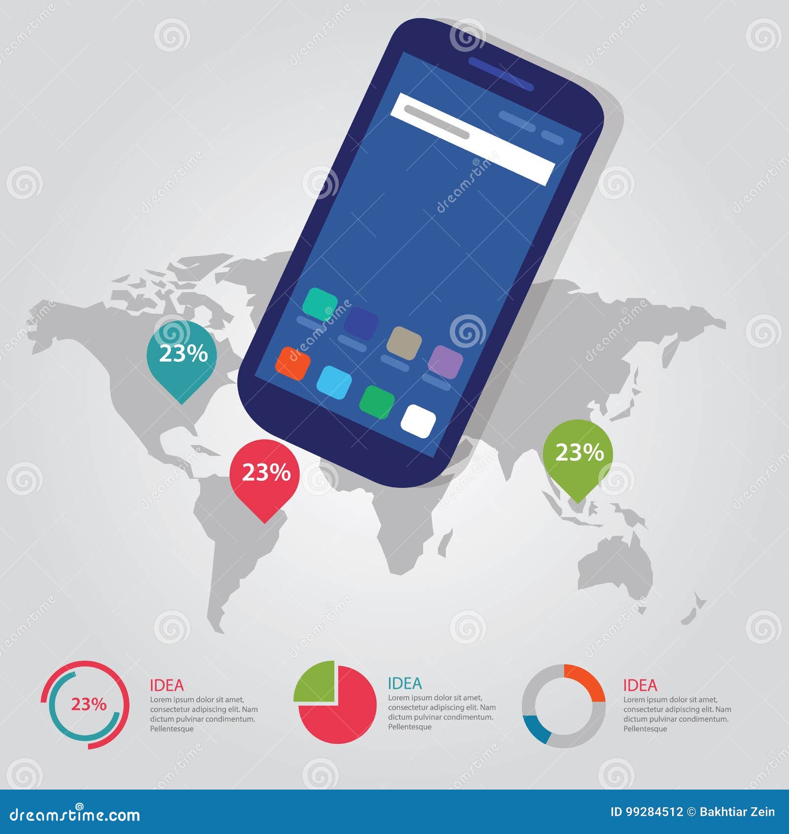 World Map Global Pointer International Info-graphic Business Process ...