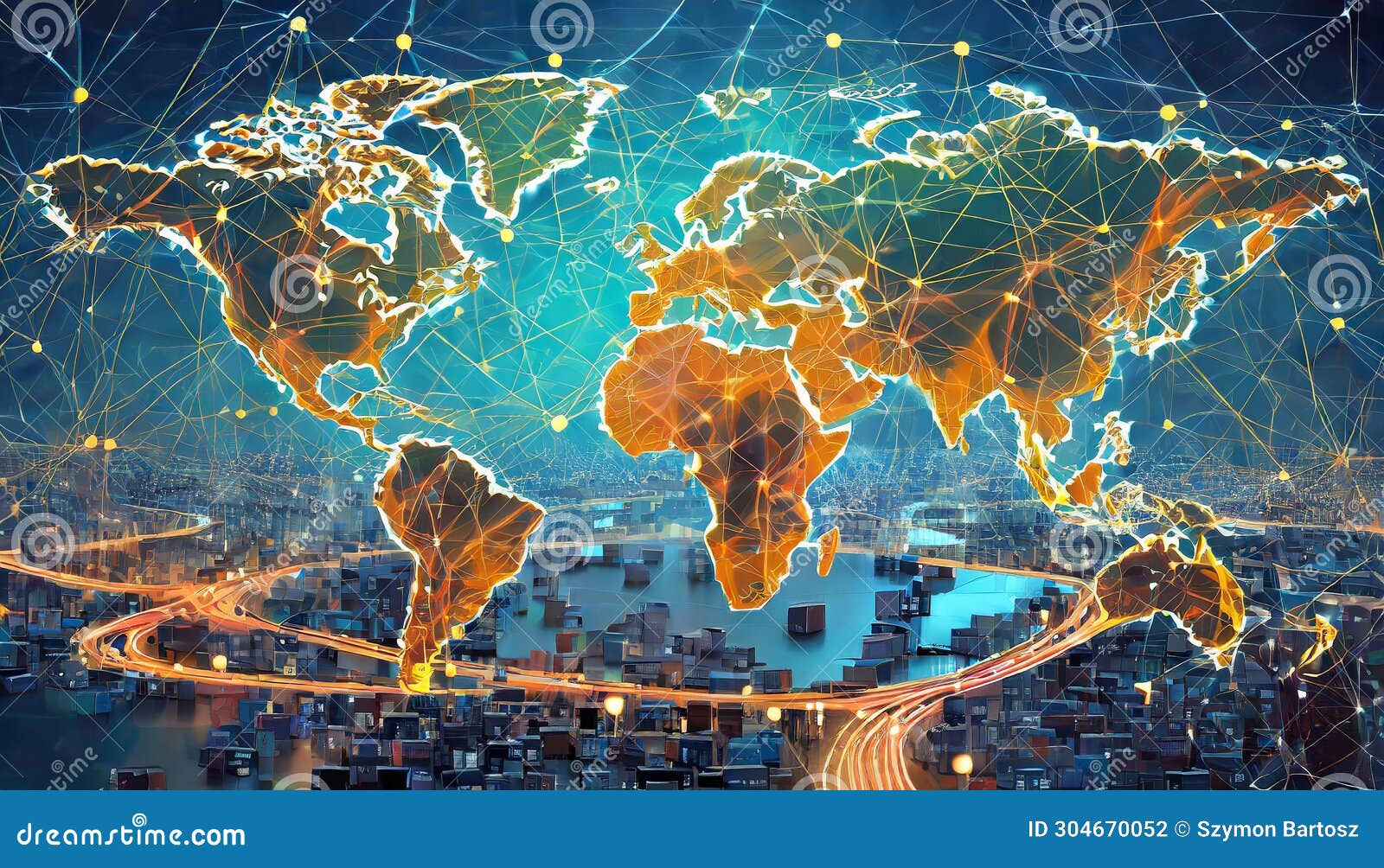 The World Map with the Global System of International Supply Chains ...