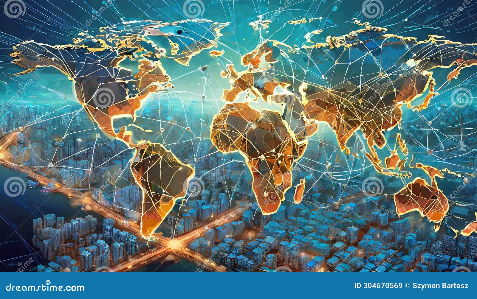 The World Map with the Global System of International Supply Chains ...