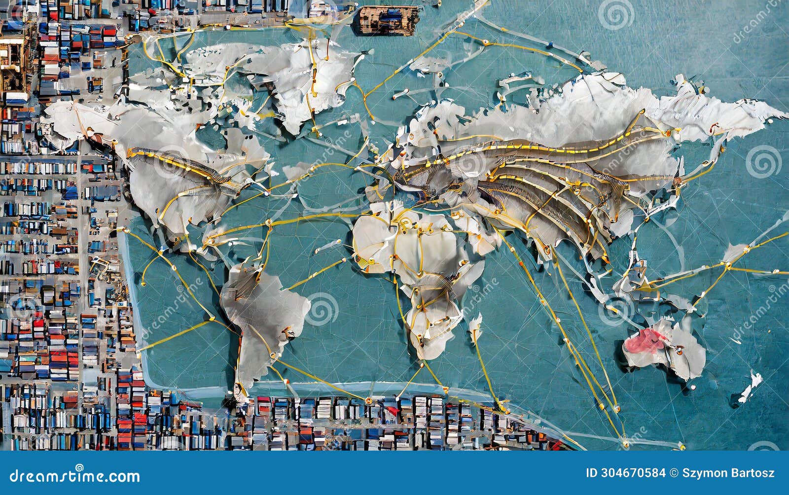 The World Map with the Global System of International Supply Chains ...