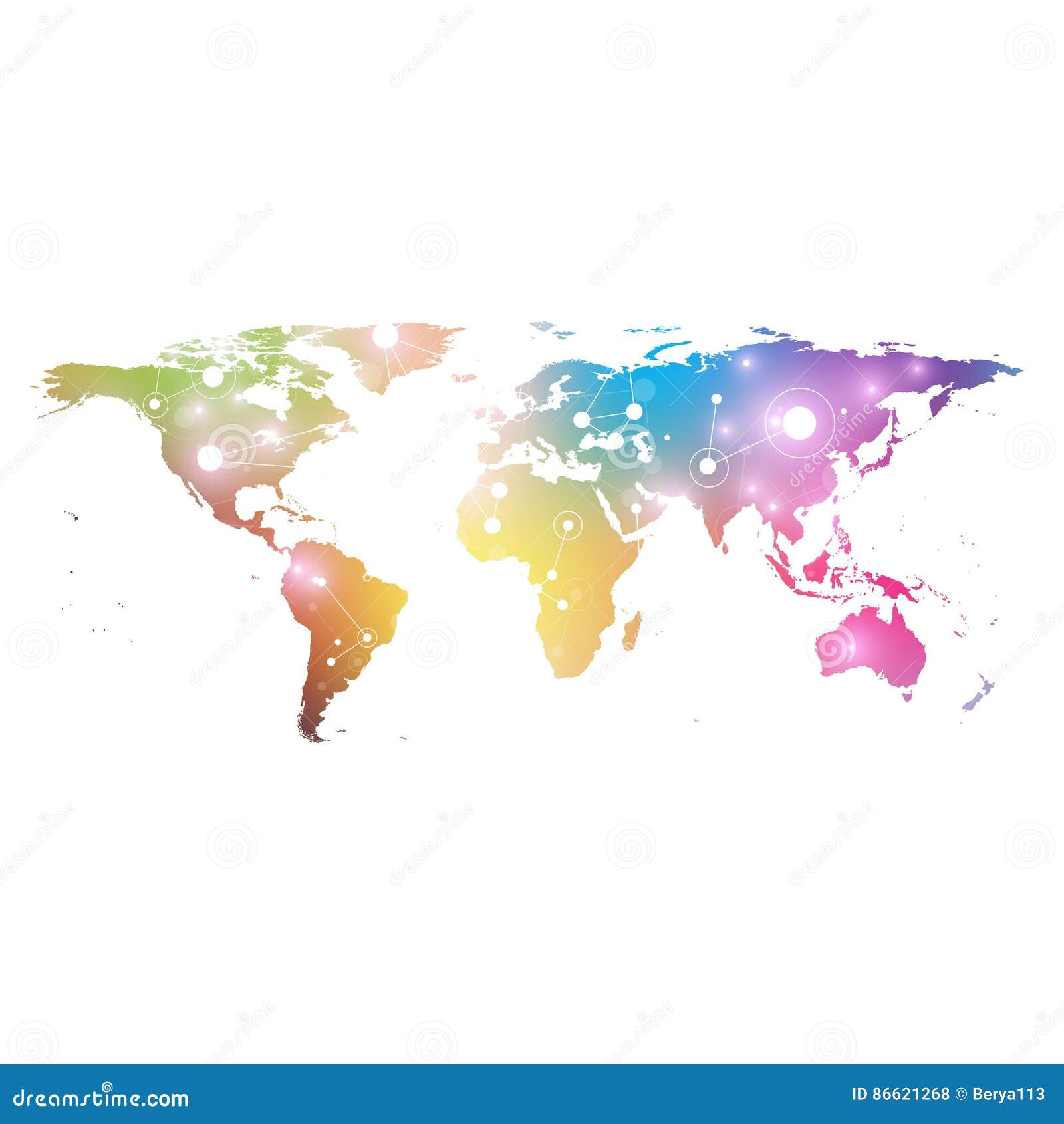 World Map with Global Technology Networking Concept. Digital Data ...