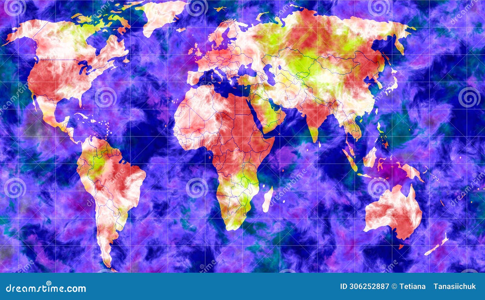 World Map with Global Temperature Changes. Global Warming Concept Stock ...