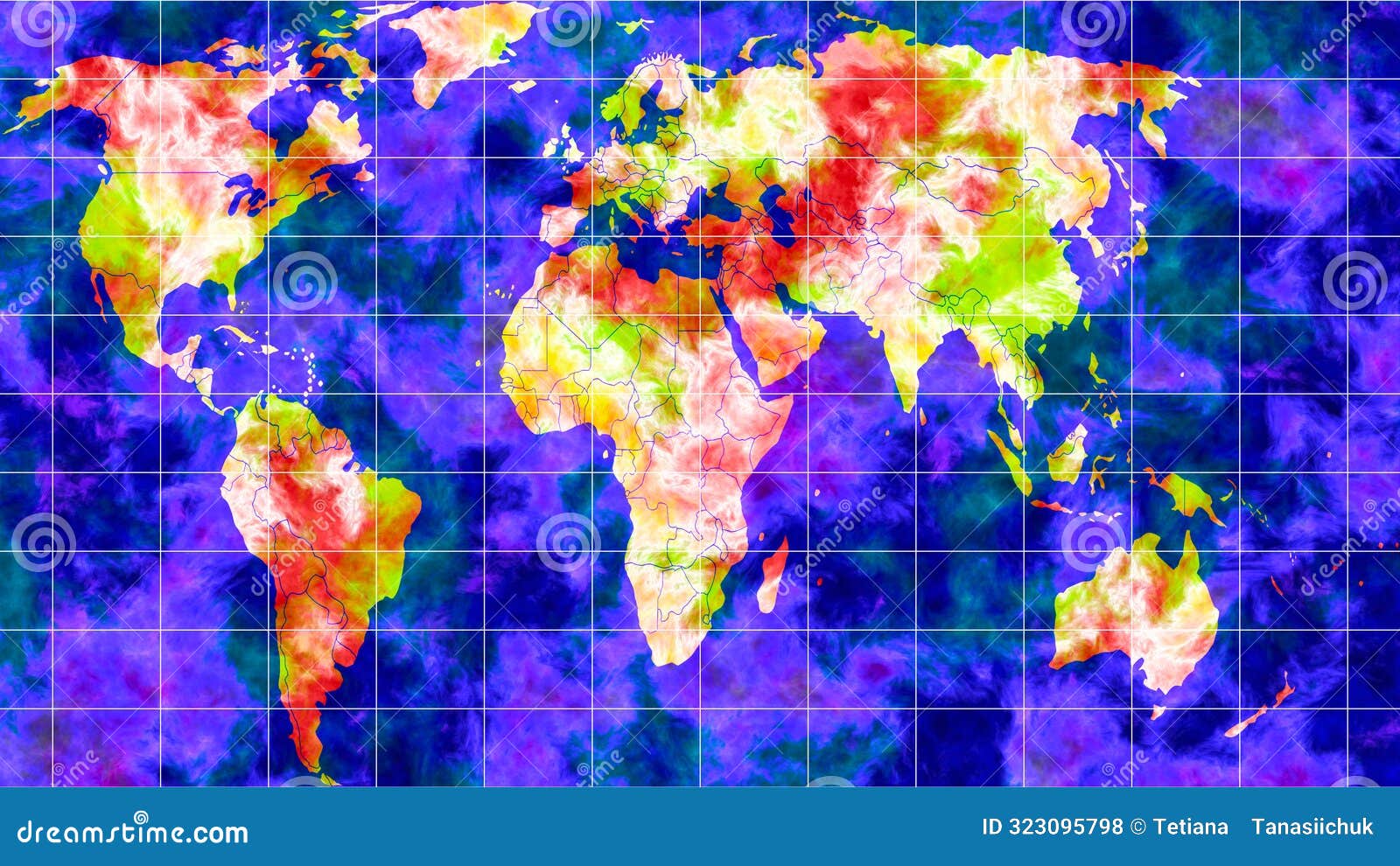 World Map with Global Temperature Changes. Global Warming Concept Stock ...