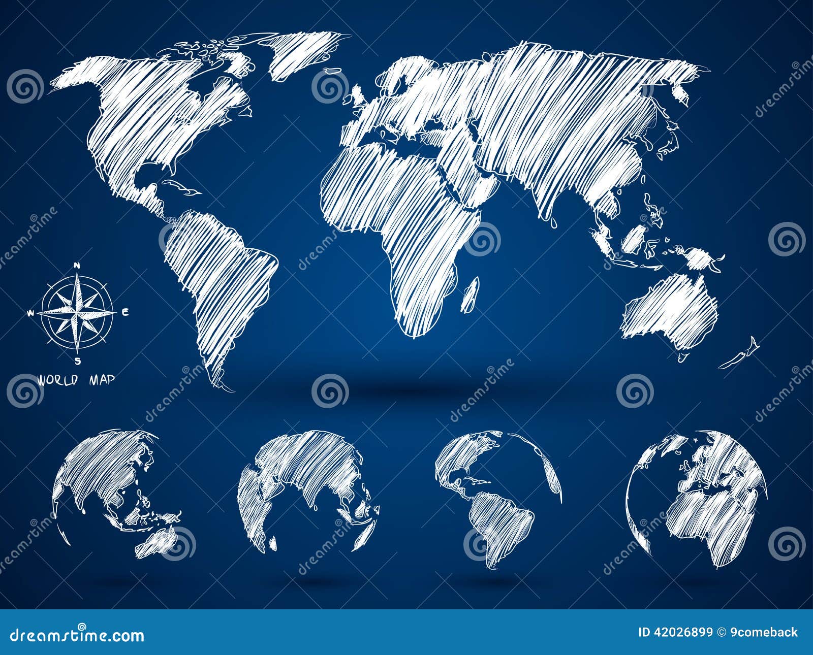 World Map stock vector. Illustration of global, north - 42026899
