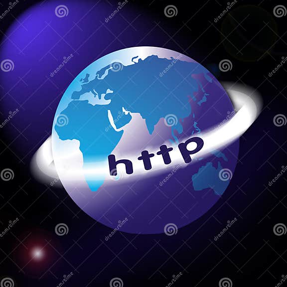 World Map or Globe with Http Ring Around Stock Illustration ...