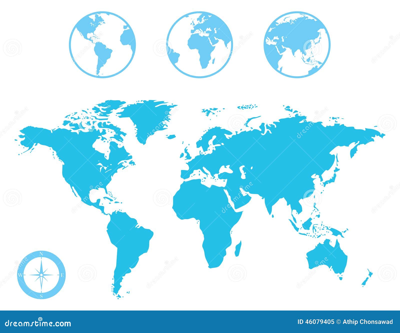 World Map and Globe Icons stock vector. Illustration of asia - 46079405