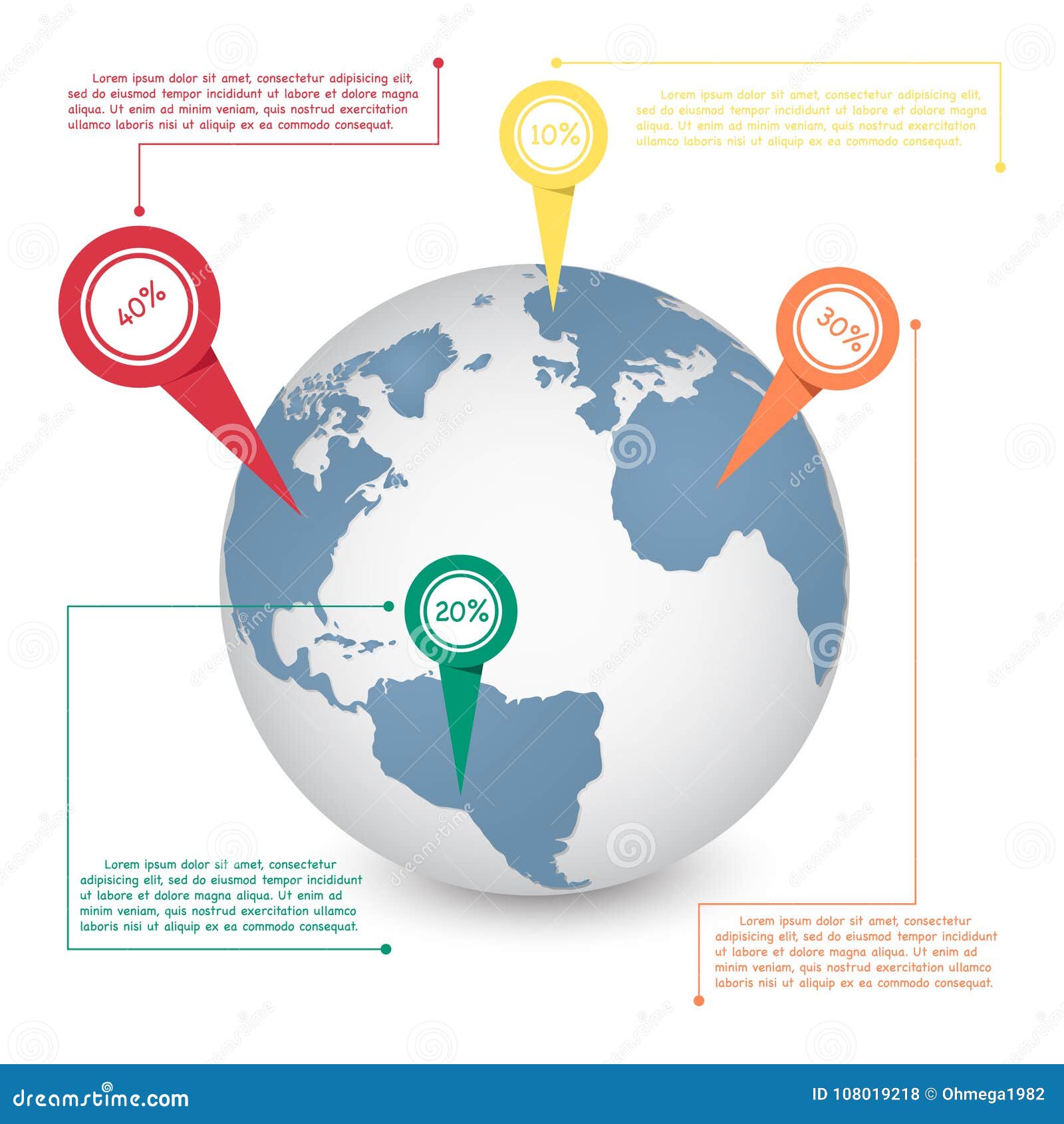 World Map Globe Info Graphic for Communication Concept. Stock Vector ...