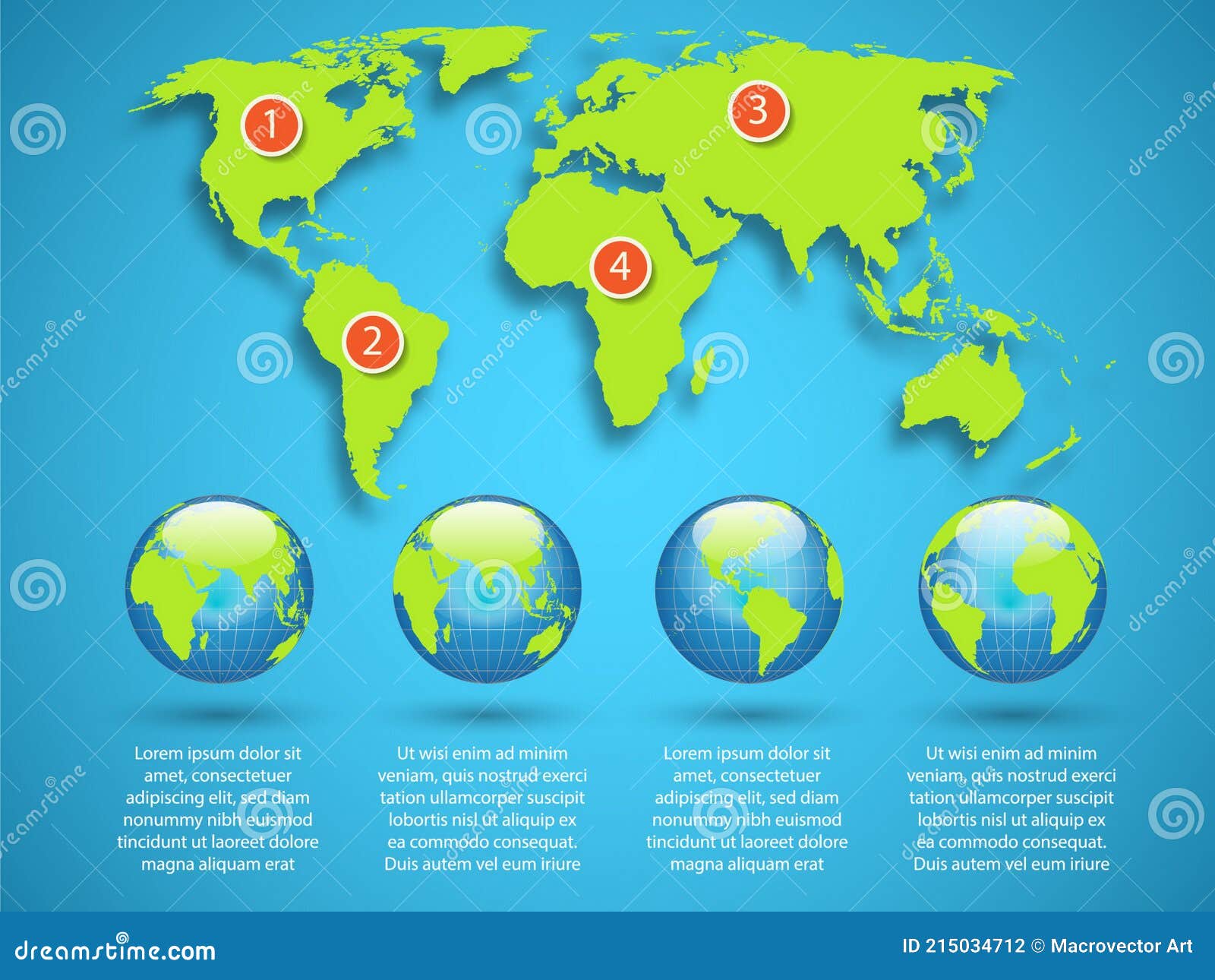 World Map with Globe Infographic Template Vector Illustration Stock ...