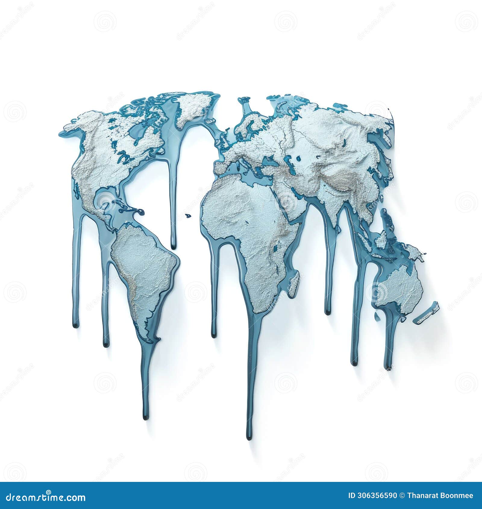World Map with Globe Made of Ice Melting, Symbolizing Climate Change ...