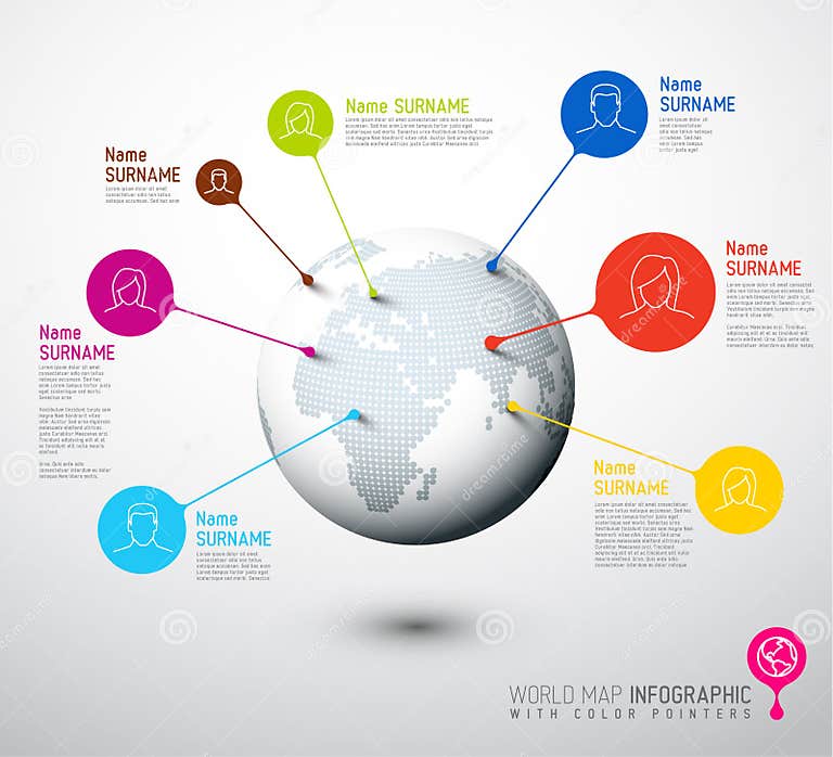 World Map Globe with User Pointer Marks Stock Illustration ...