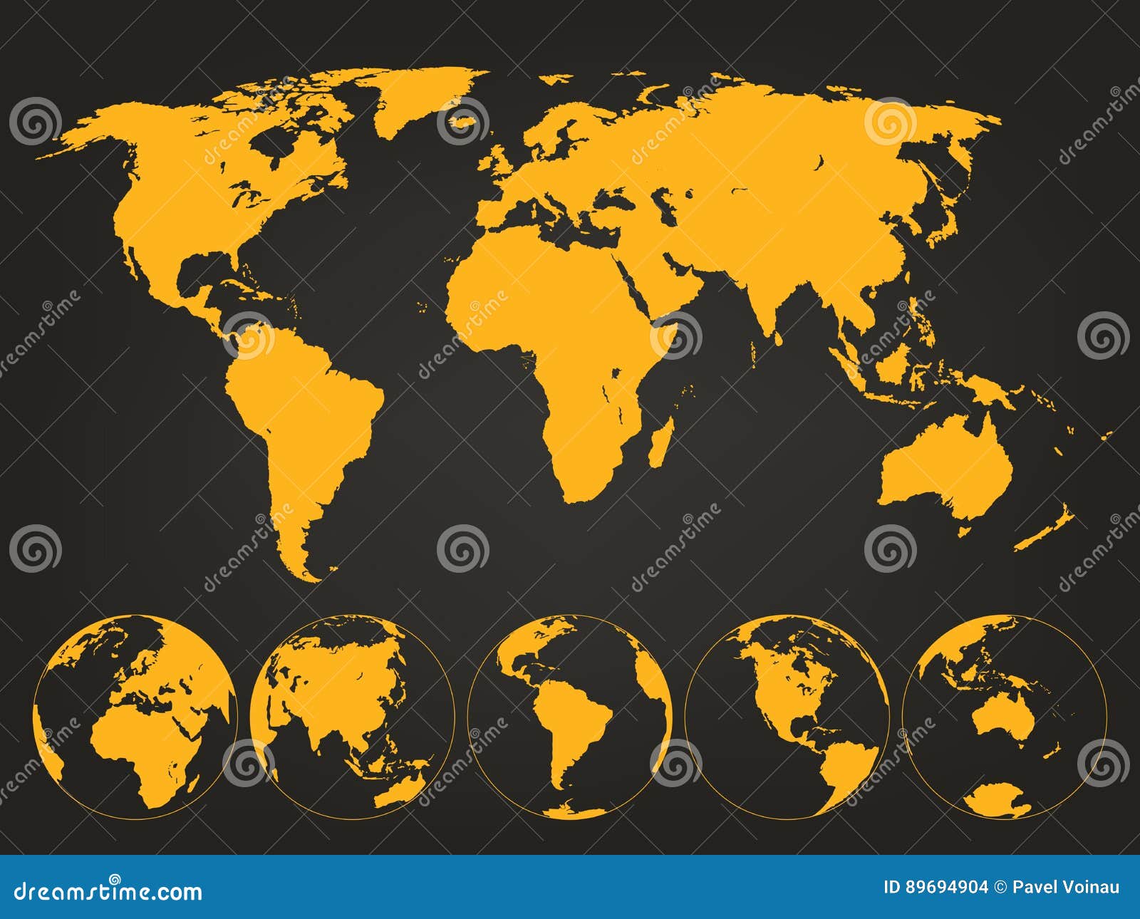 World Map with Globes. Infographic Map Stock Vector - Illustration of ...