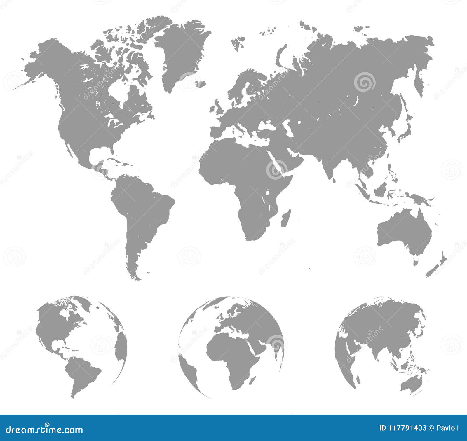 World Map with Globes - Vector Stock Illustration - Illustration of ...