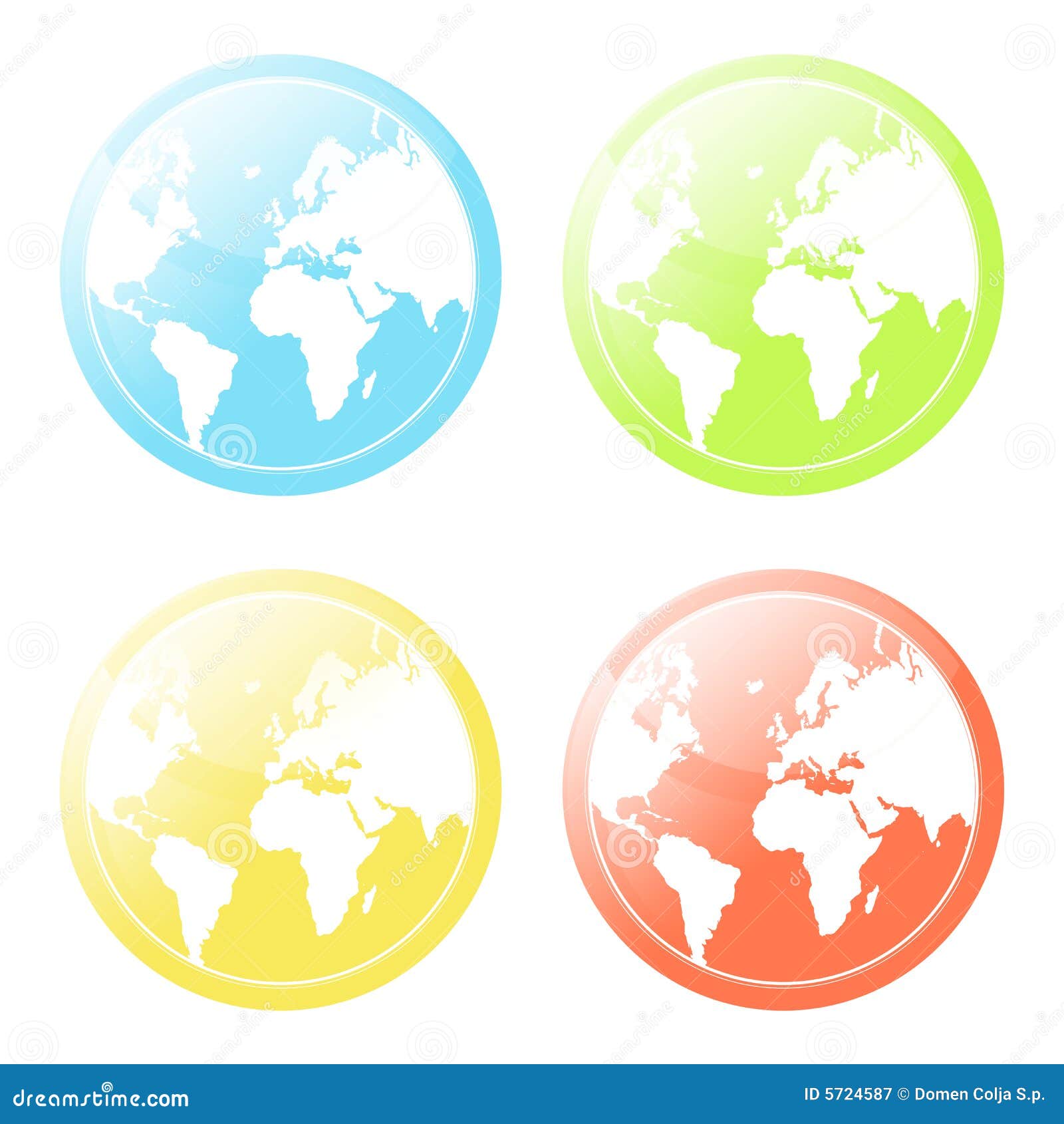 World map glossy icons set stock vector. Illustration of cyan - 5724587