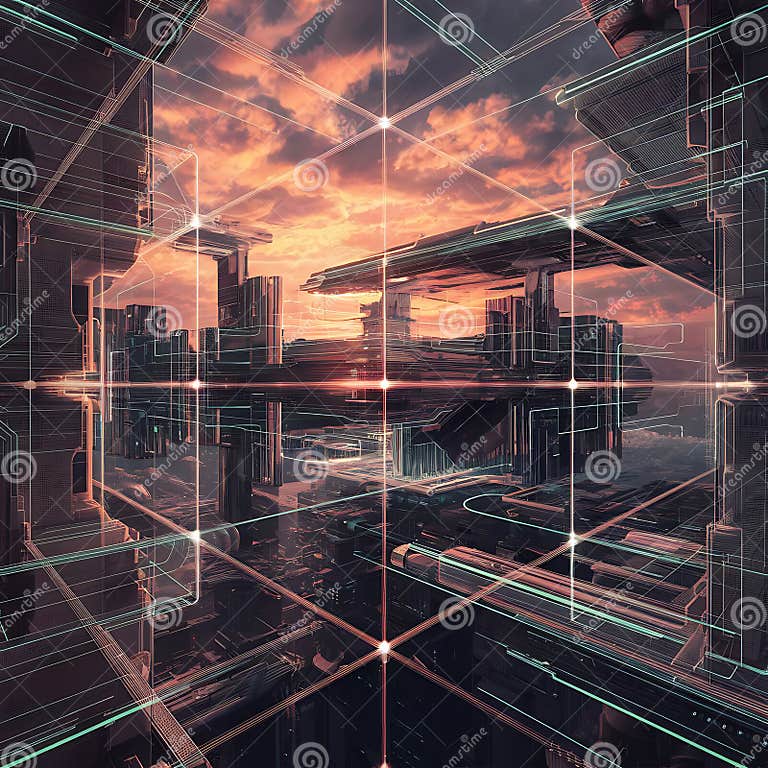 A World Map Glowing with Blue and Orange Points of Light ...