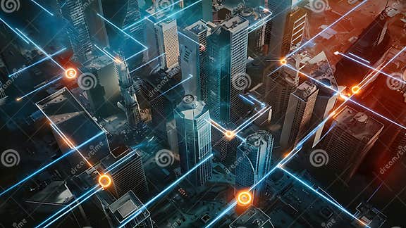 A World Map Glowing with Blue and Orange Points of Light ...