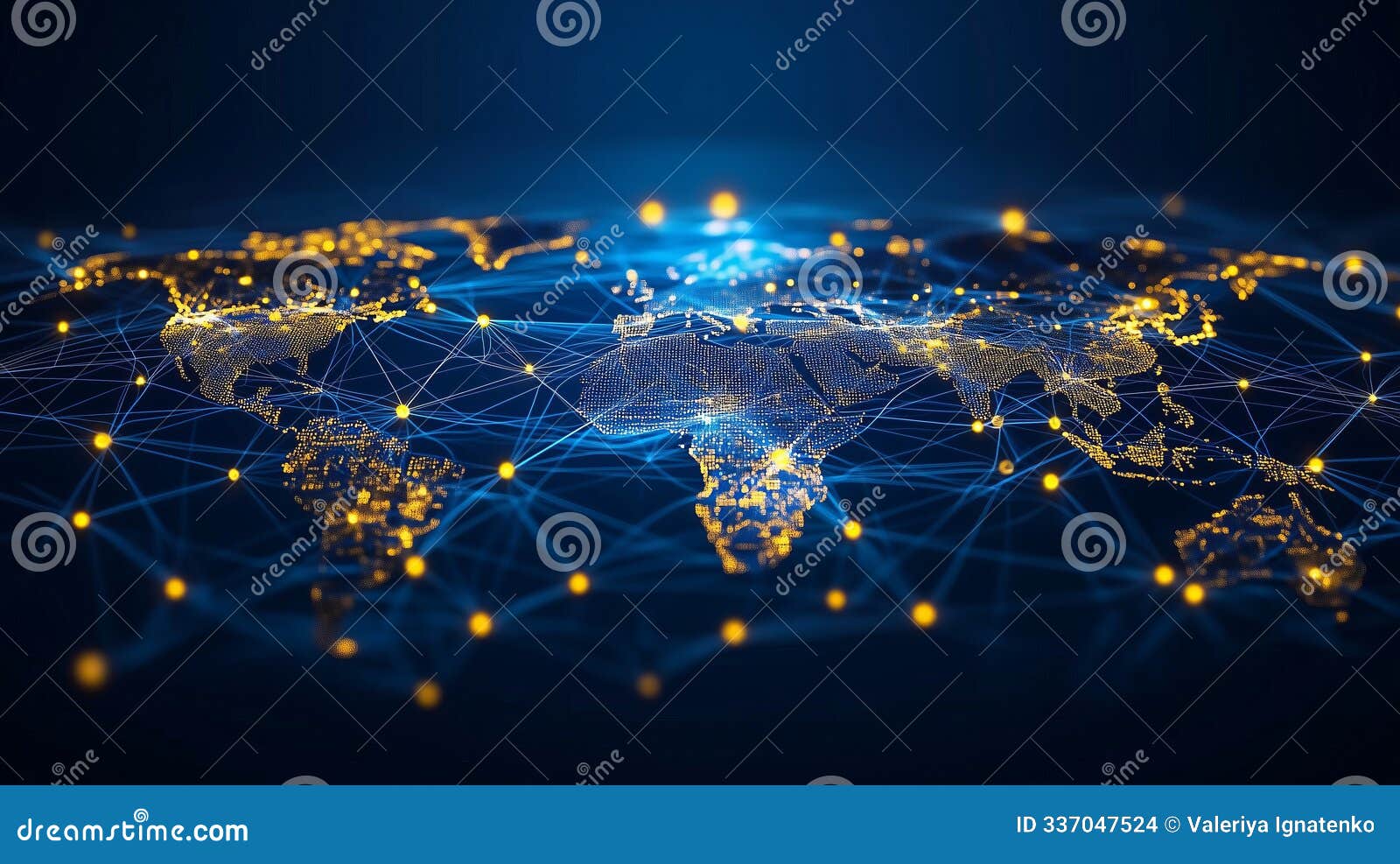 A World Map with Glowing Connections between Different Countries ...