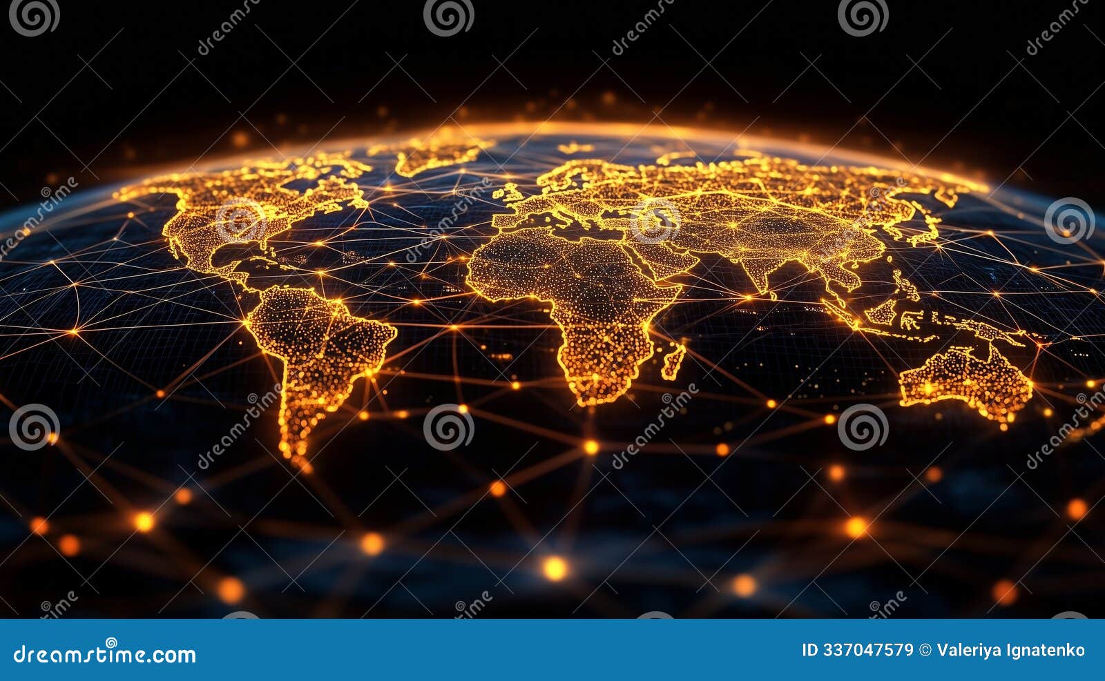 A World Map with Glowing Connections between Different Countries ...