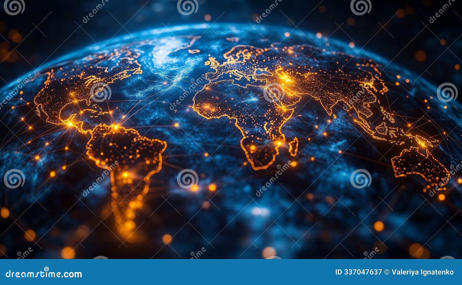 A World Map with Glowing Connections between Different Countries ...