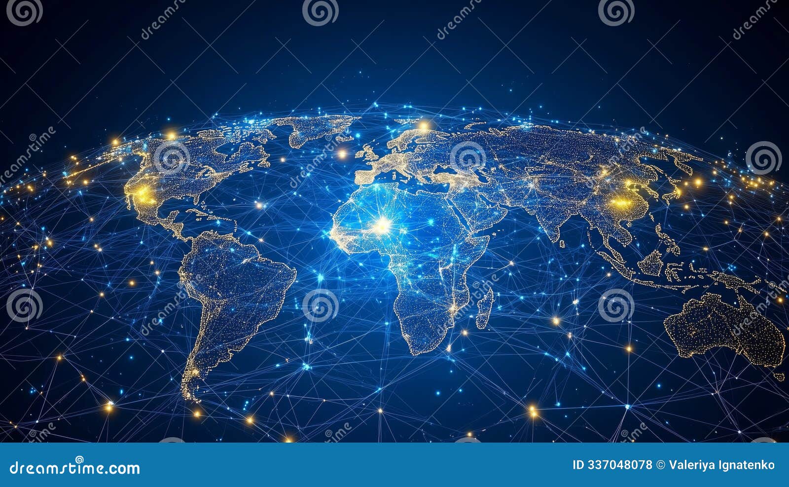 A World Map with Glowing Connections between Different Countries ...
