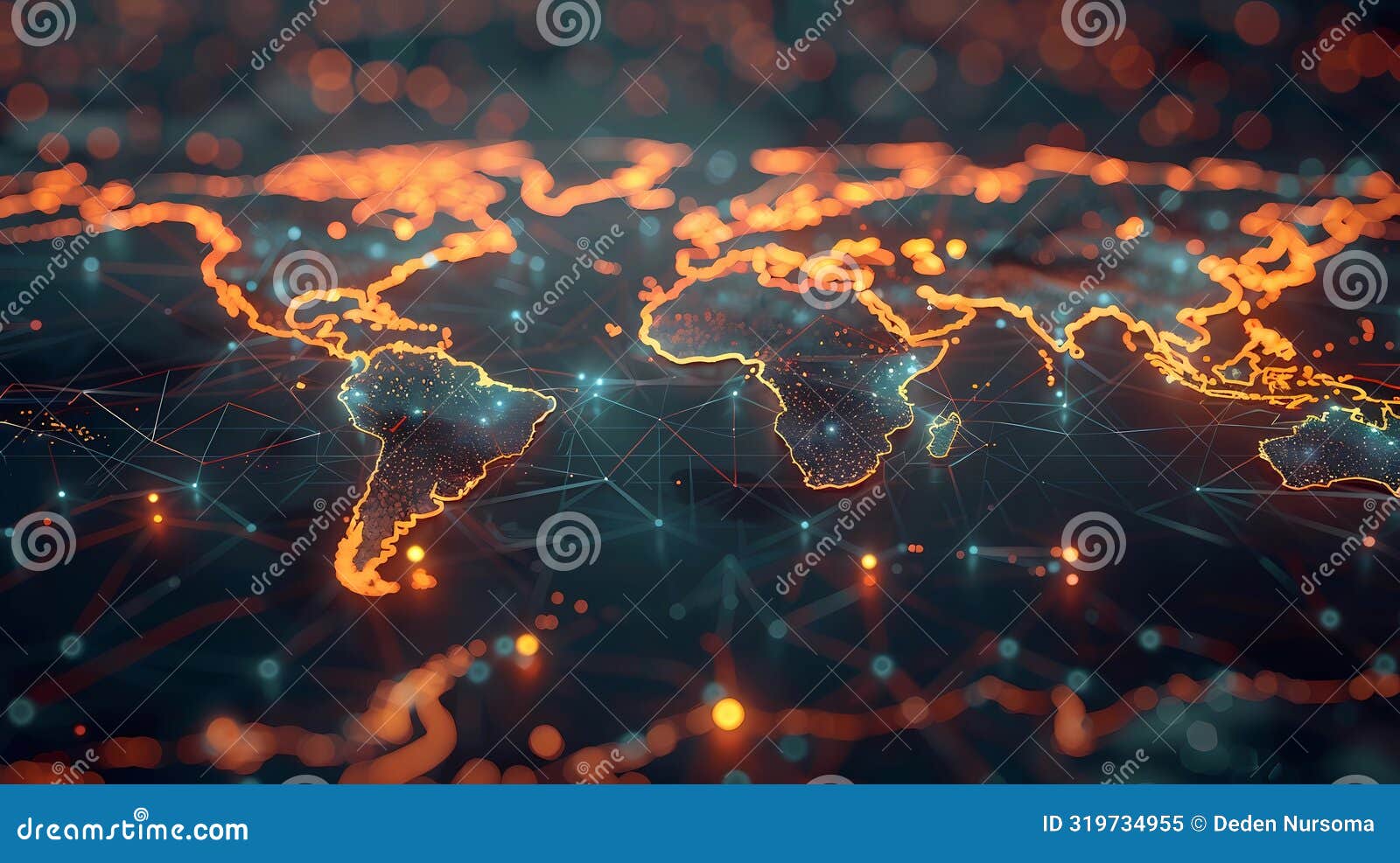 A World Map with Glowing Connections between Different Countries Stock ...