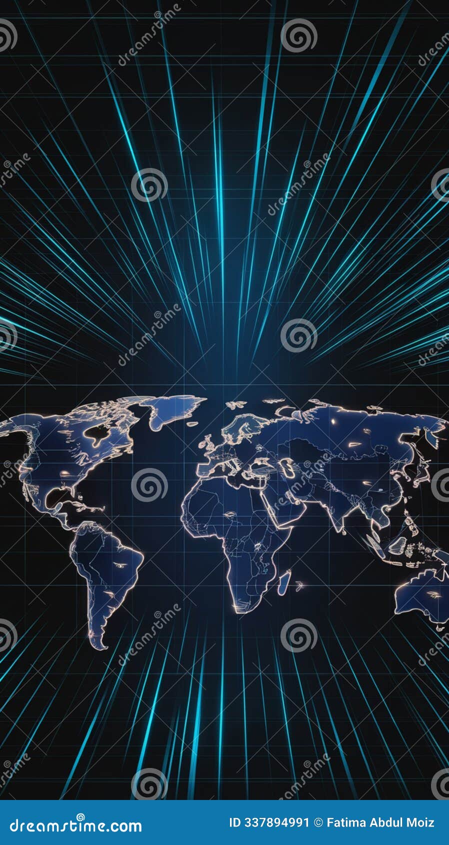 World Map with Glowing Continents Interlaced with Abstract Data Against ...