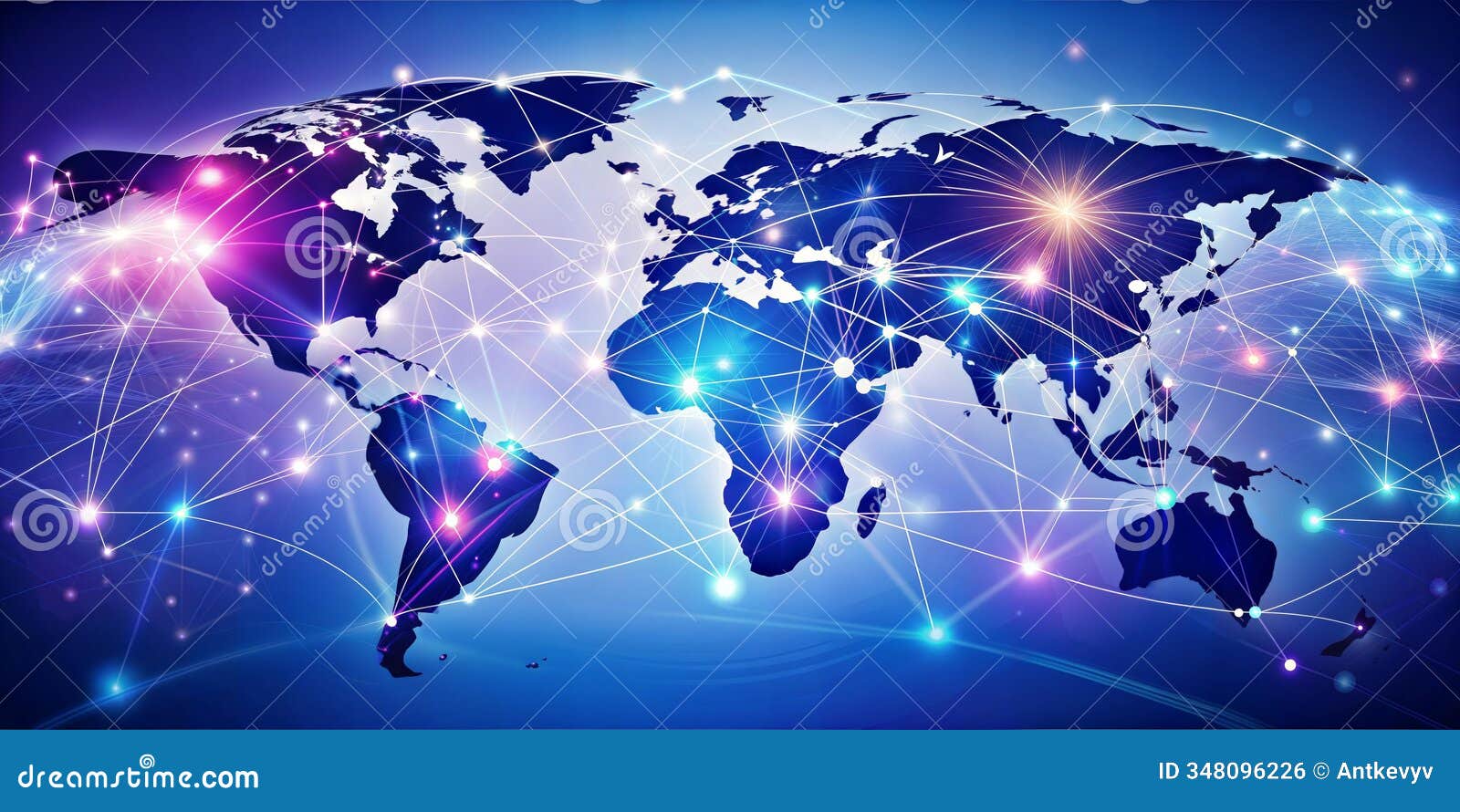 World Map with Glowing Dots Lines Global Communication Data Transfer ...