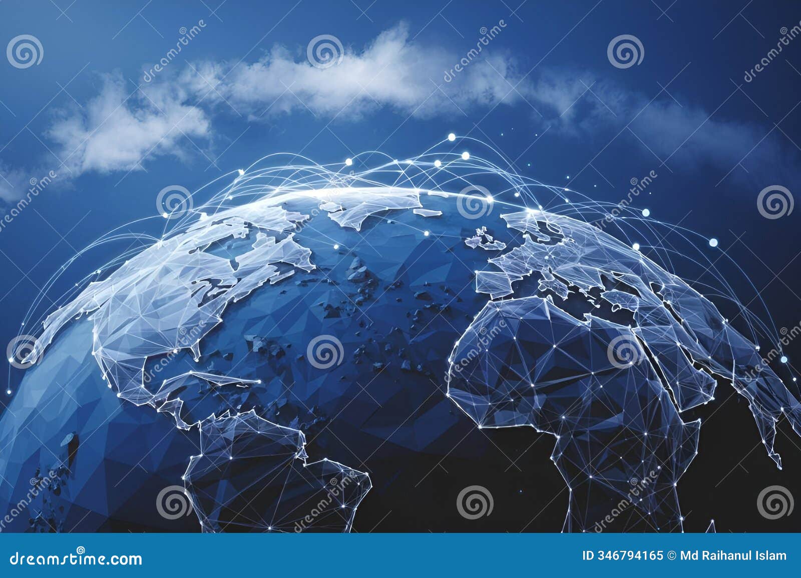 World Map with Glowing Interconnected Nodes, Symbolizing Global Network ...